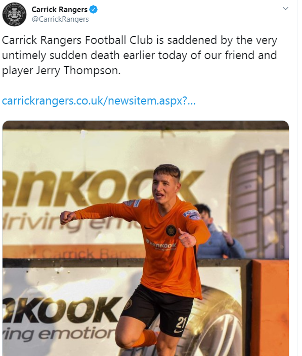'A larger than life character' - Northern Irish footballer dies aged 24