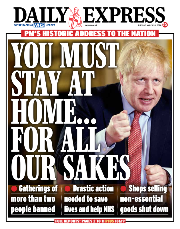 'House arrest' , 'End of freedom': UK front pages react to Johnson's ... 'House arrest' , 'End of freedom': UK front pages react to Johnson's ...