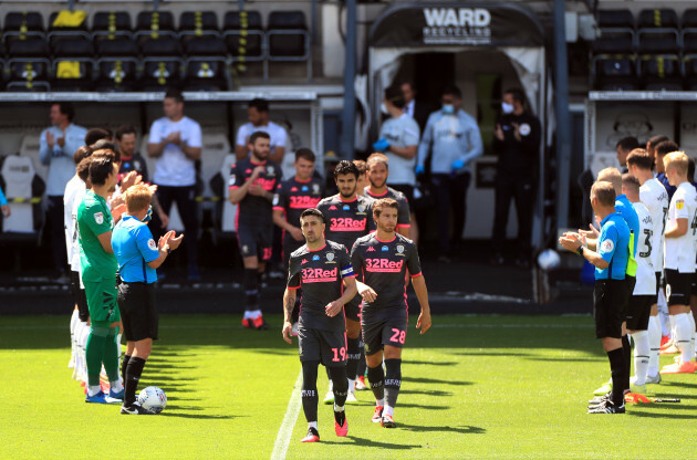 Champions Leeds continue celebrations with convincing victory at Derby