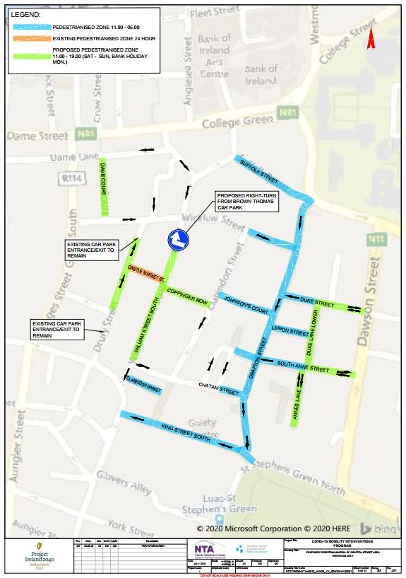 Area around Dublin's Grafton Street being pedestrianised this weekend ...