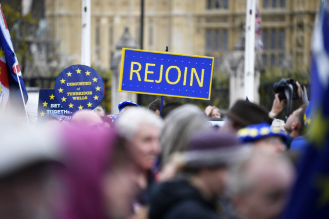 Thousands of protesters rally in London to call for the UK to rejoin the EU