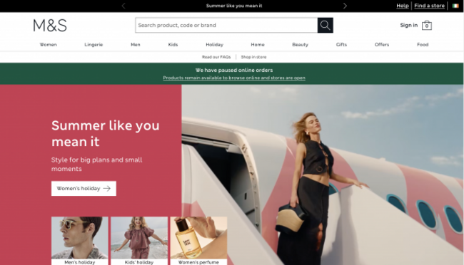 Irish Marks and Spencer online deliveries unavailable as company ...