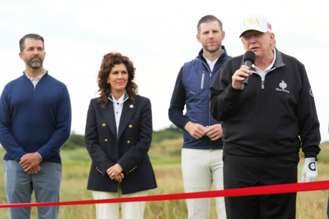 Trump hails 'wonderful news media' at opening of new golf course during ...