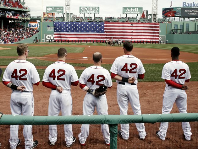 MLB baseball players are wearing #42 for Jackie Robinson Day · The 42