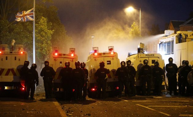 Water cannon used against Belfast rioters as petrol bombs thrown at police