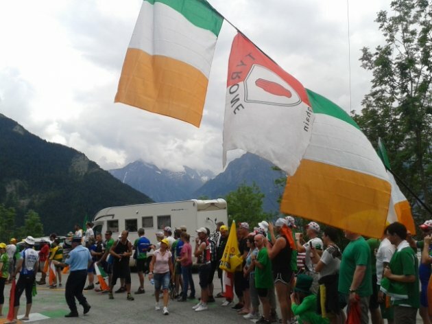 Tyrone flag flies proudly at Irish Corner on gruelling Tour de France climb